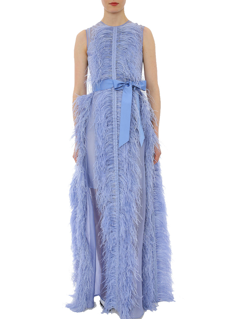 Beau Silk Organza Gown with Feathers – Elizabeth Anthony