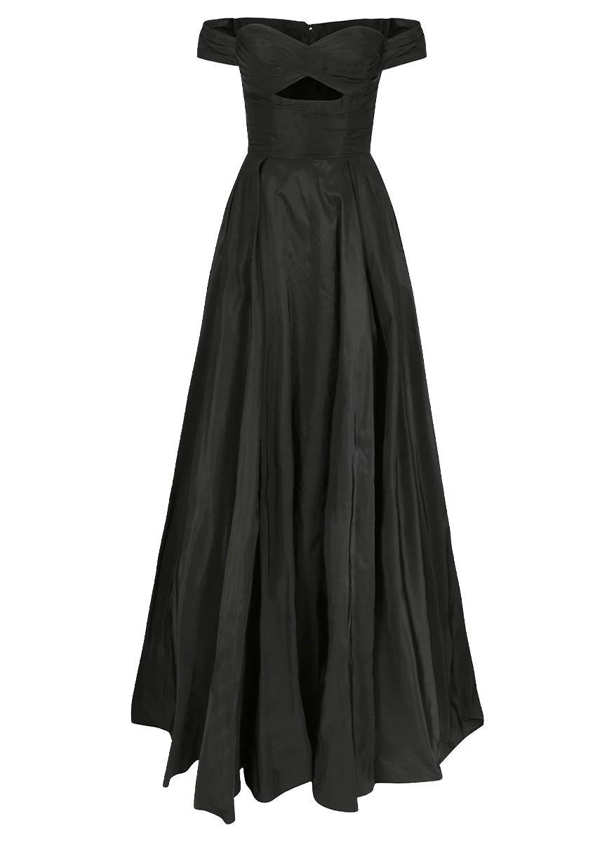 Off Shoulder Draped Cut Out Gown – Elizabeth Anthony